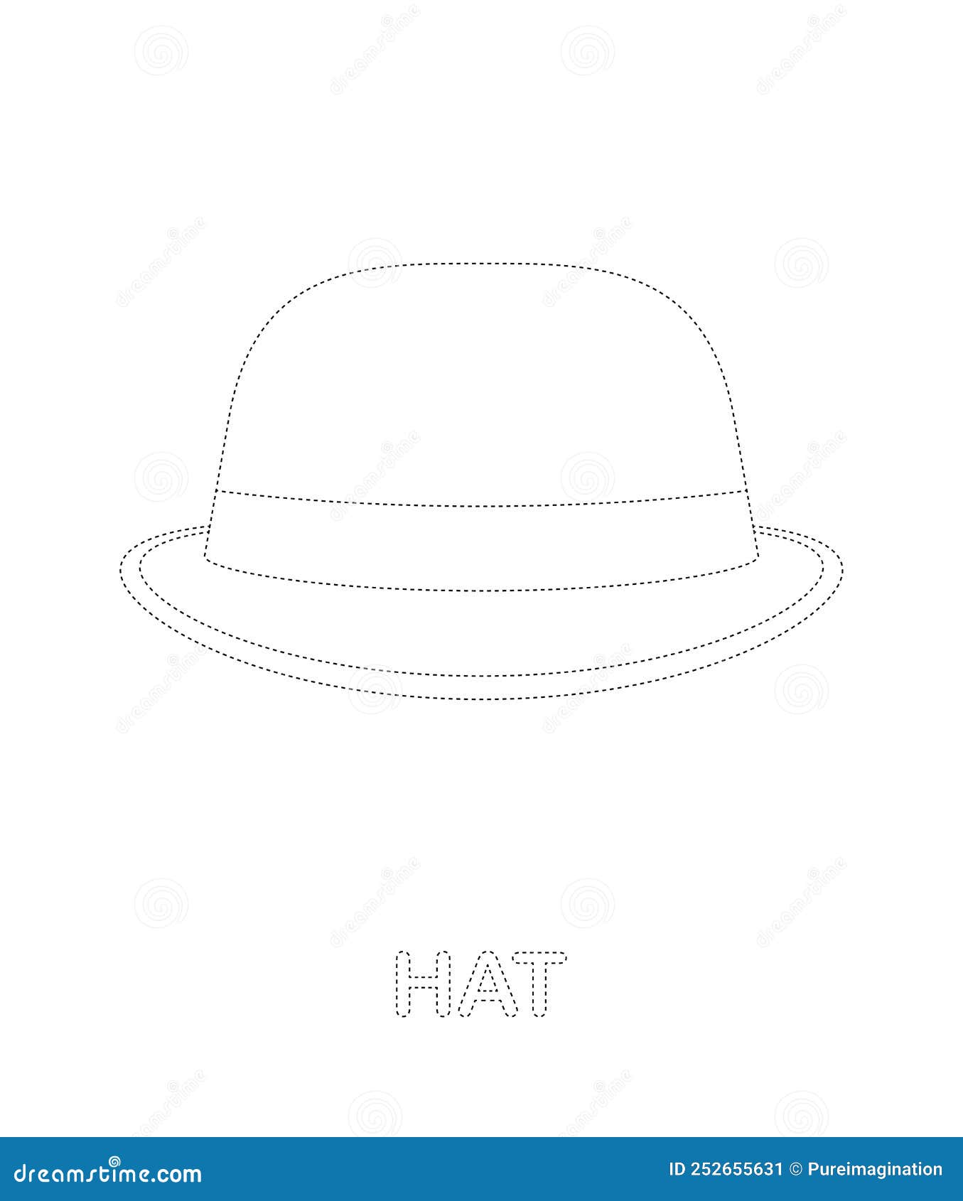 Hat Tracing Worksheet for Kids Stock Vector - Illustration of drawing ...