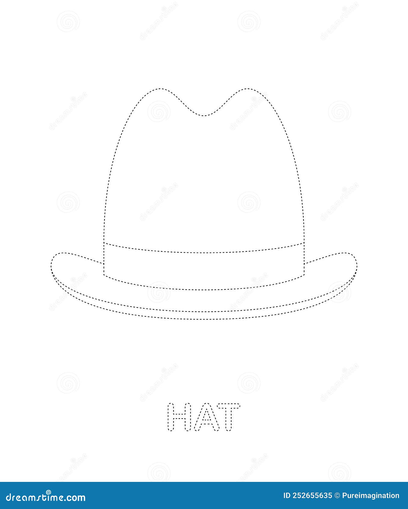 Hat Tracing Worksheet for Kids Stock Vector - Illustration of kids ...