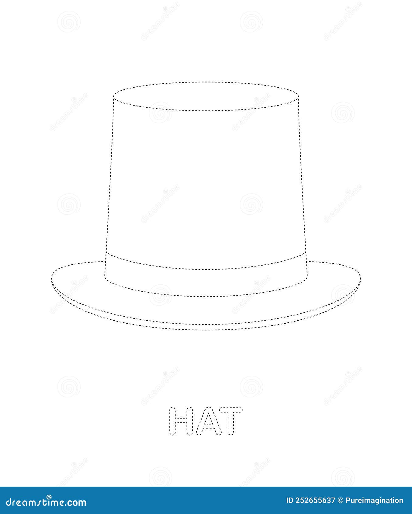 Hat Tracing Worksheet for Kids Stock Vector - Illustration of element ...