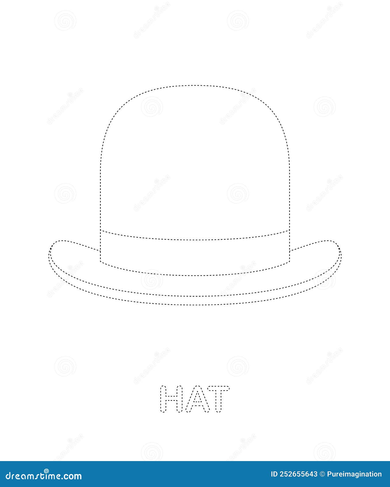 Hat Tracing Worksheet for Kids Stock Vector - Illustration of outline ...