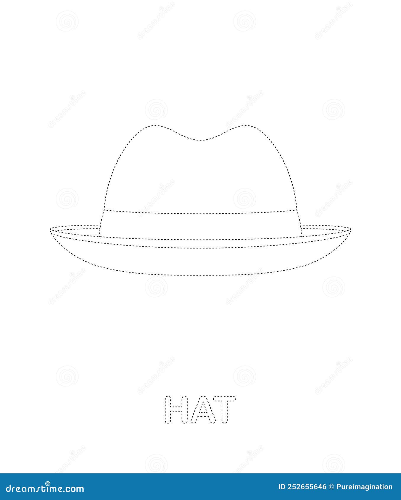 Hat Tracing Worksheet for Kids Stock Vector - Illustration of ...