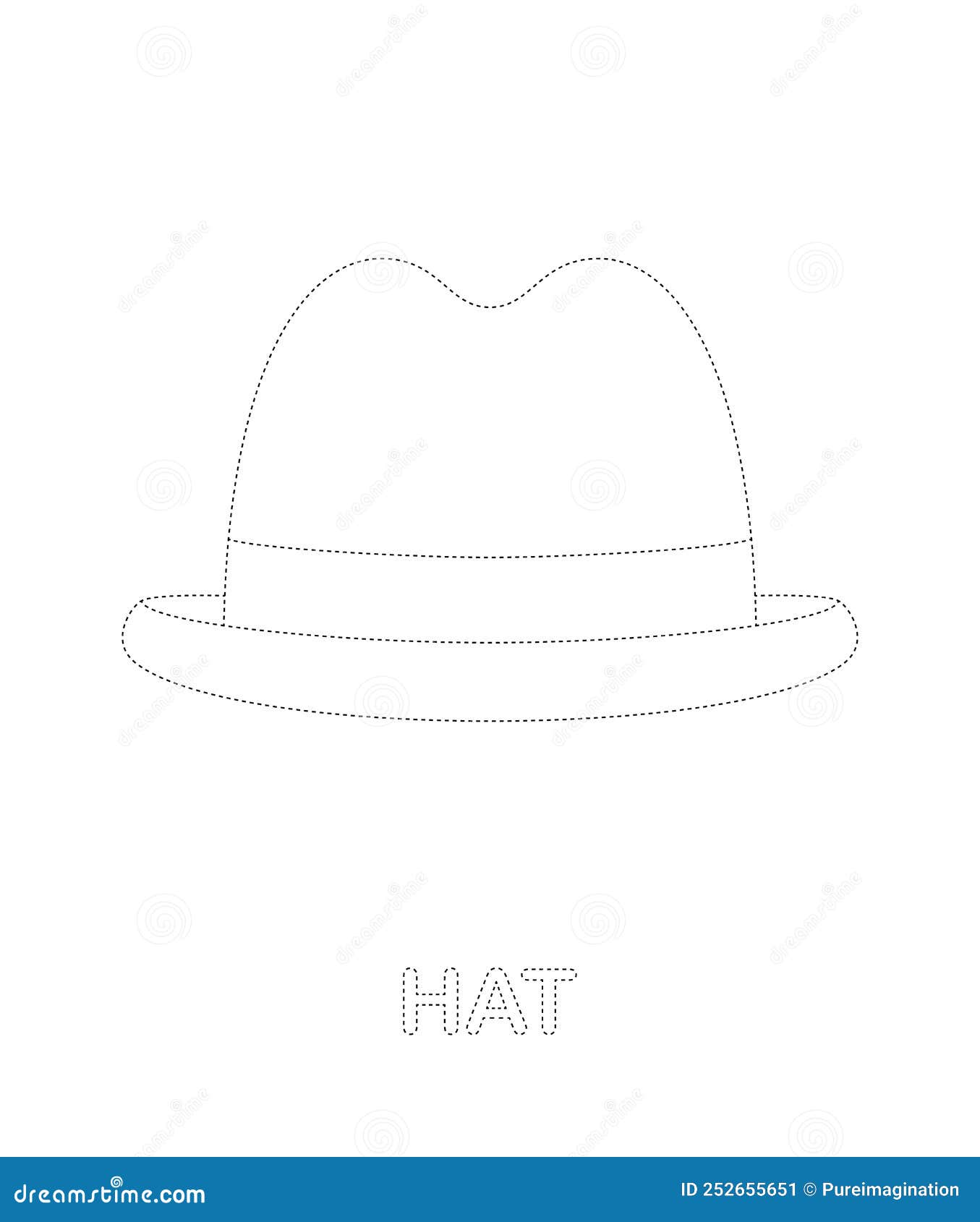 Hat Tracing Worksheet for Kids Stock Vector - Illustration of dots ...