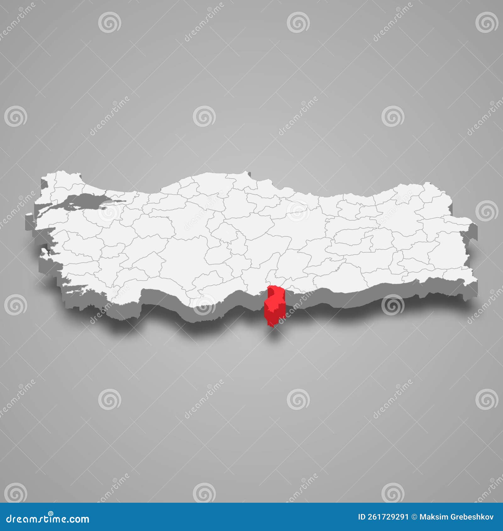 Hatay Region Location within Turkey 3d Map Stock Vector - Illustration ...