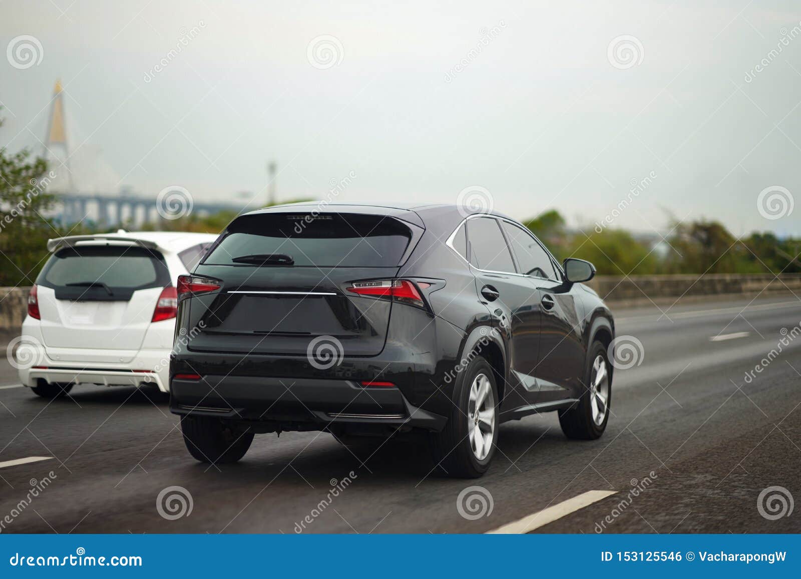Hatch Back Car in Motion on Sky Highway Stock Photo - Image of blue ...