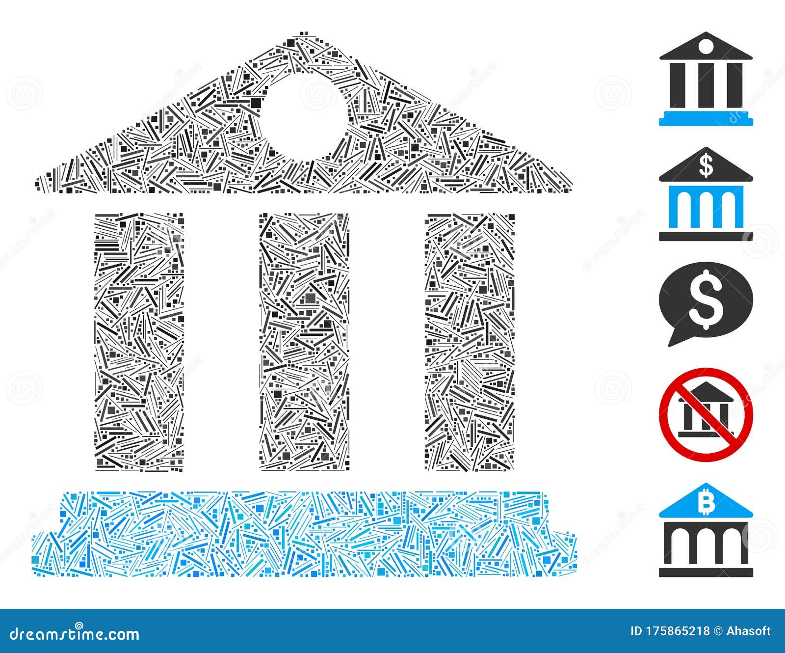 Hatch Collage Bank Building Icon Stock Illustration - Illustration of ...
