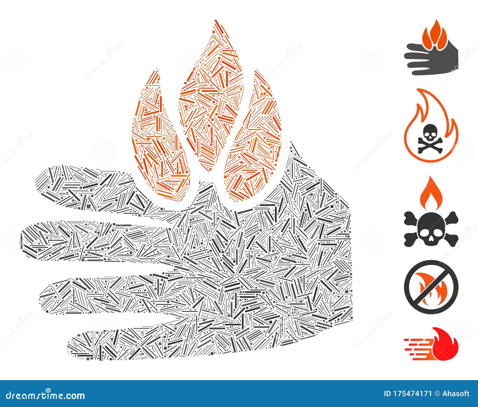 Burn Hand Star Mosaic And Taliban Danger Distress Seal Stamp Cartoon ...