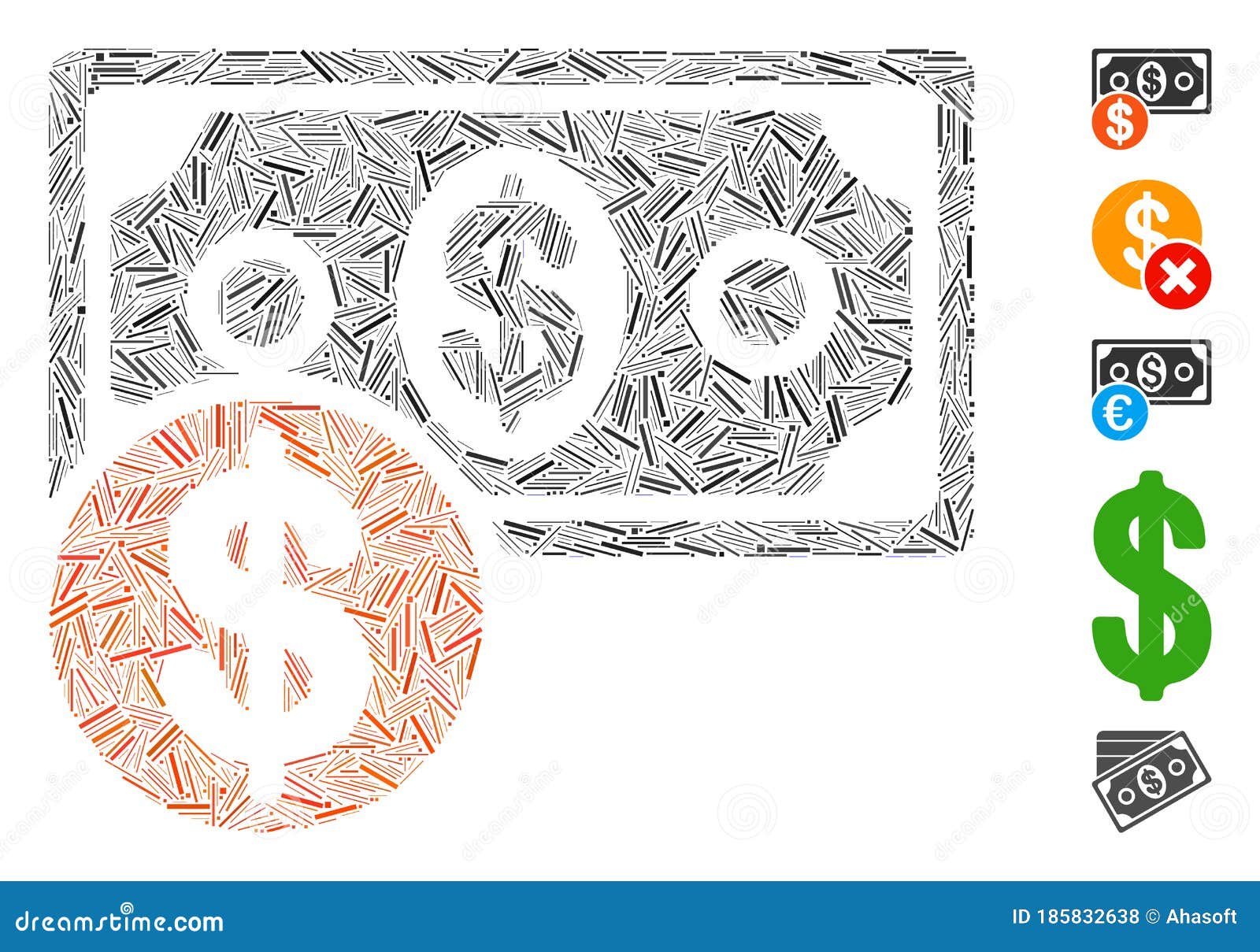 Hatch Collage Cash Icon stock illustration. Illustration of currency ...