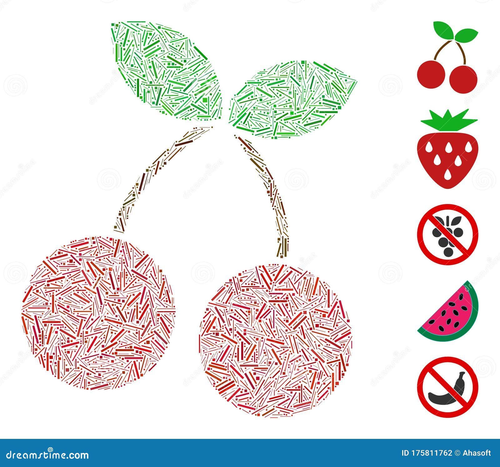 Hatch Collage Cherry Icon stock illustration. Illustration of delicious ...