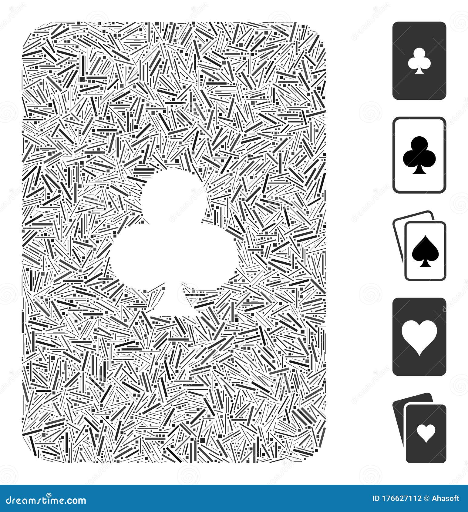 Hatch Collage Clubs Playing Card Icon Stock Illustration - Illustration ...