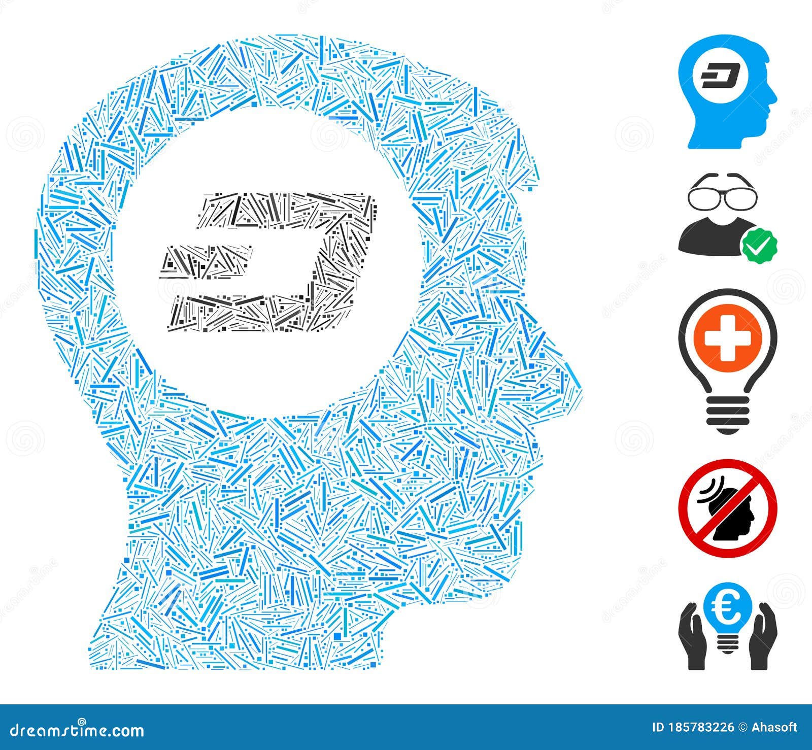 Hatch Collage Dash Think Icon Stock Illustration - Illustration of ...