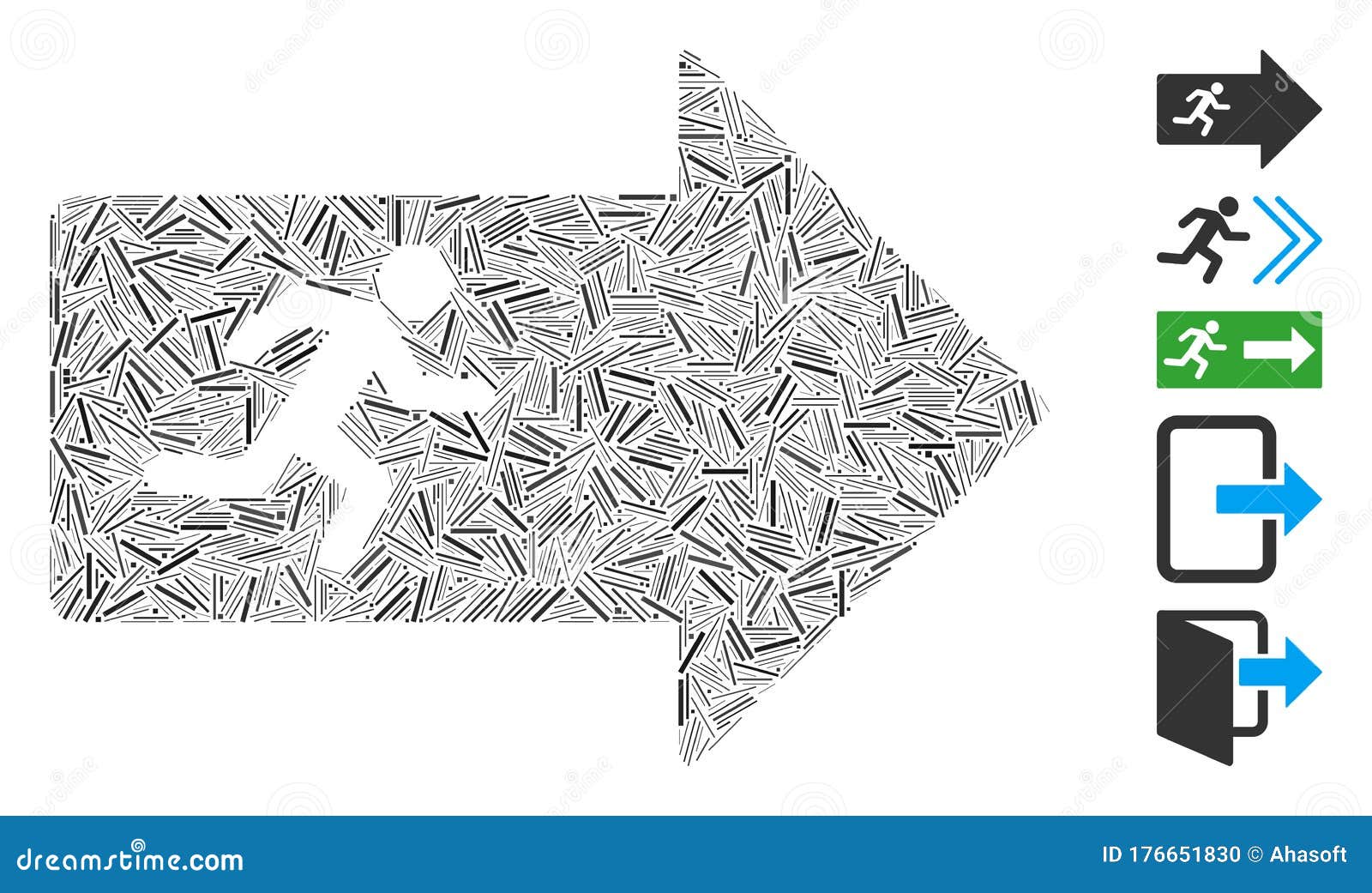Hatch Collage Exit Arrow Icon Stock Illustration - Illustration of away ...