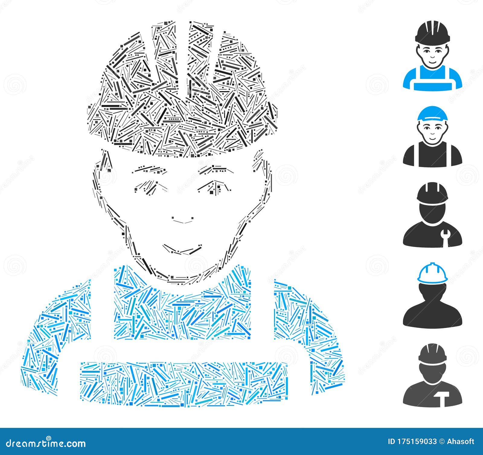 Hatch Collage Happy Mechanic Stock Illustration - Illustration of line ...