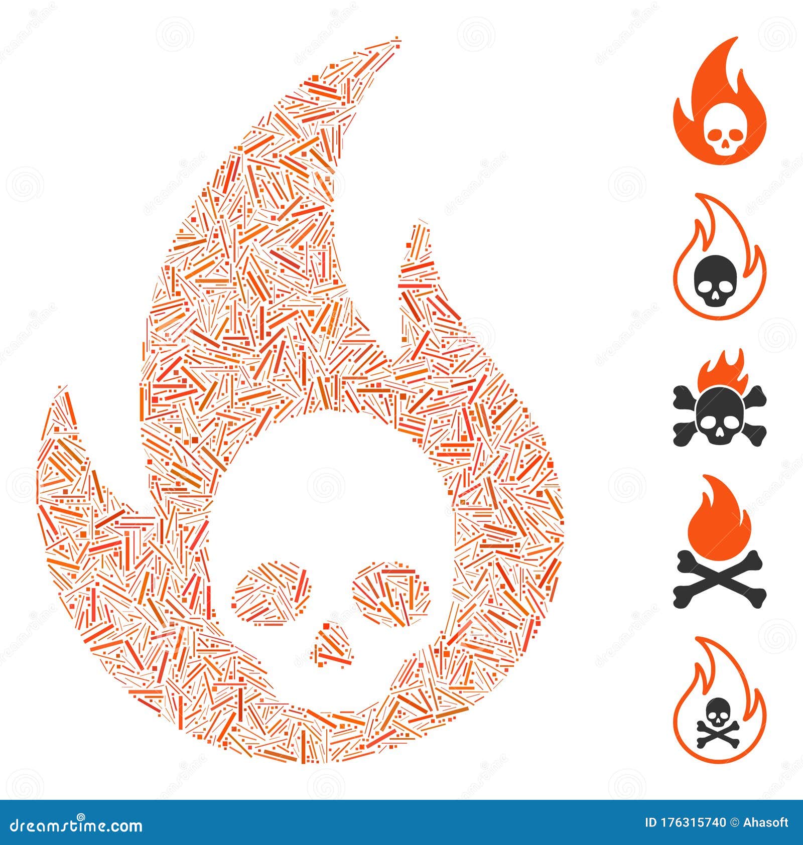 Hatch Collage Hell Fire Icon Stock Illustration - Illustration of ...