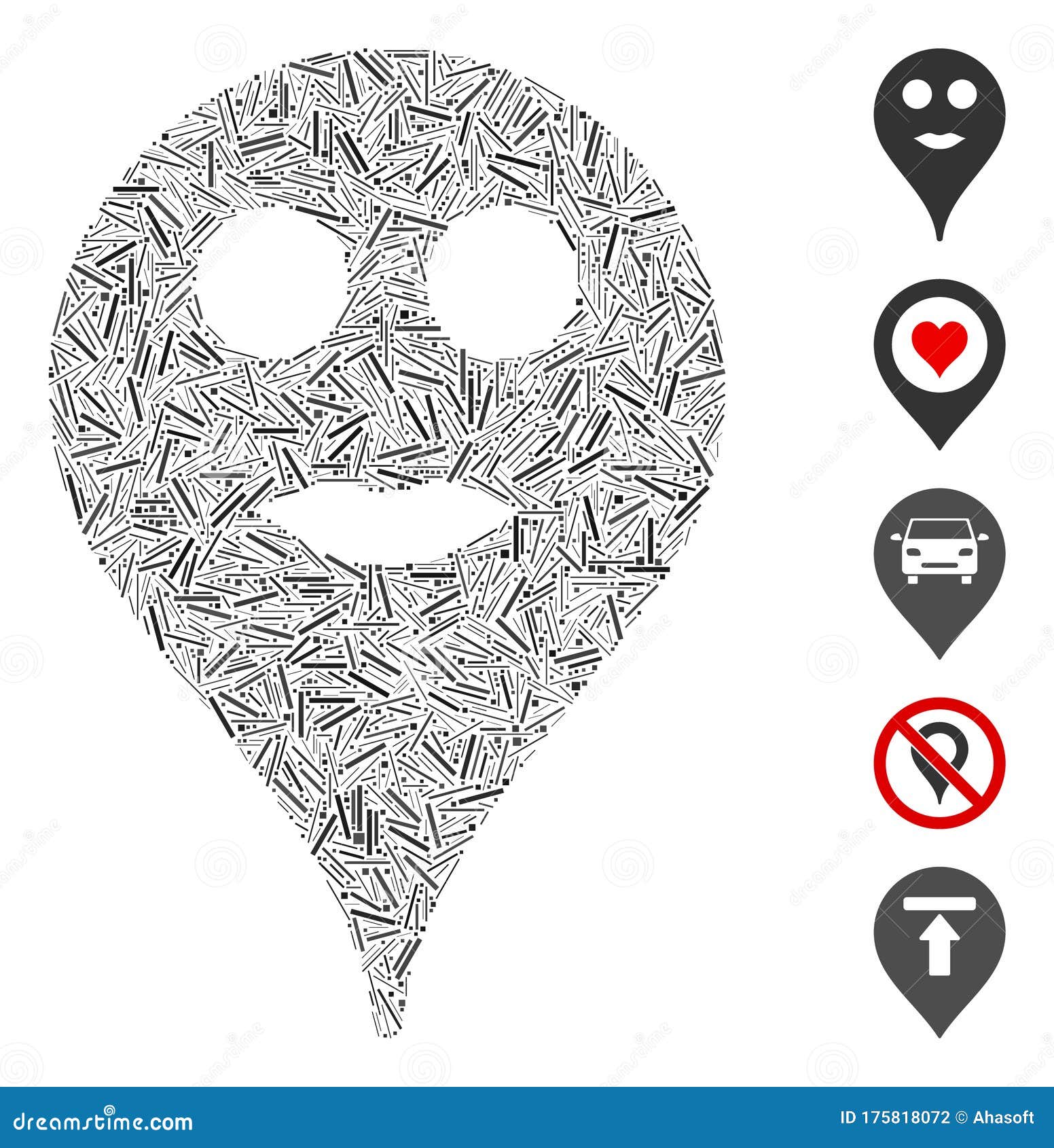 Hatch Collage Lips Smiley Map Marker Icon Stock Illustration ...