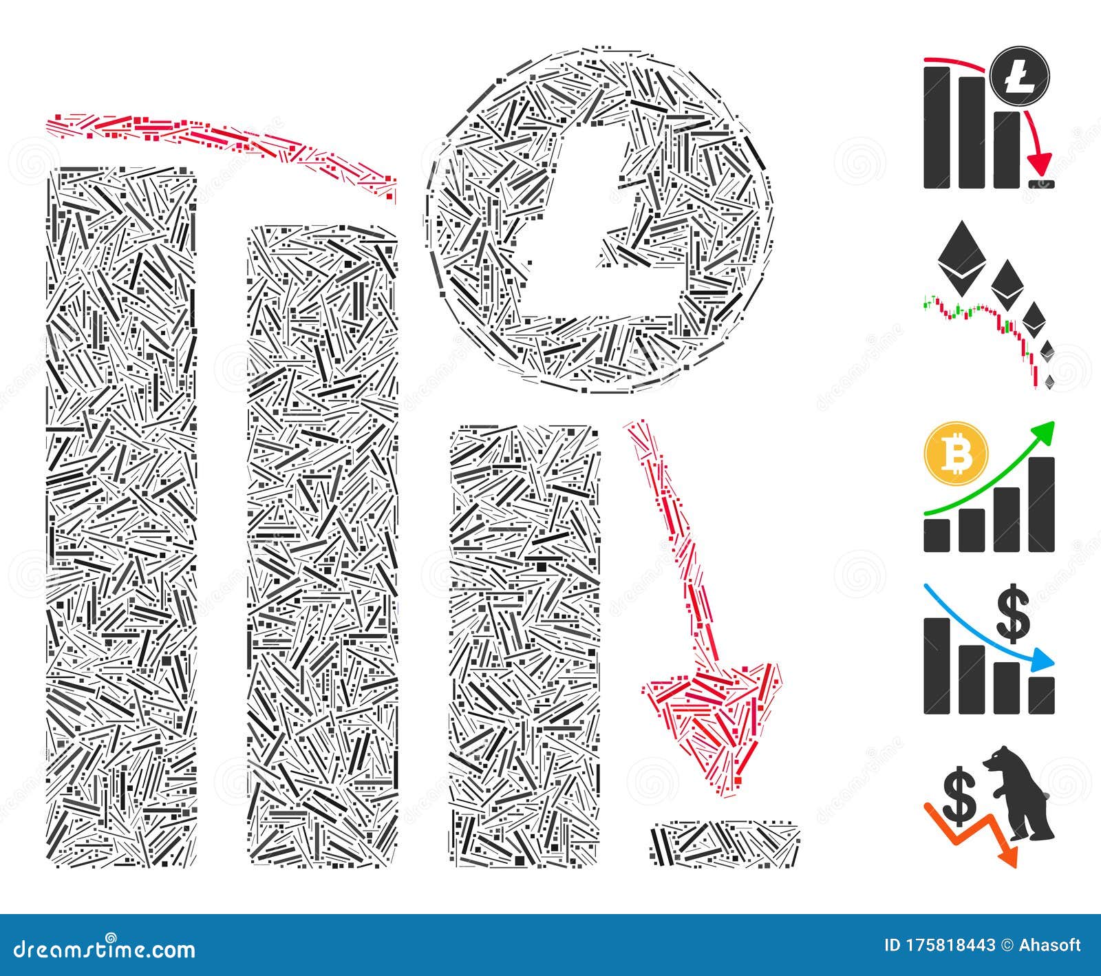 Hatch Collage Litecoin Falling Acceleration Chart Icon Stock ...