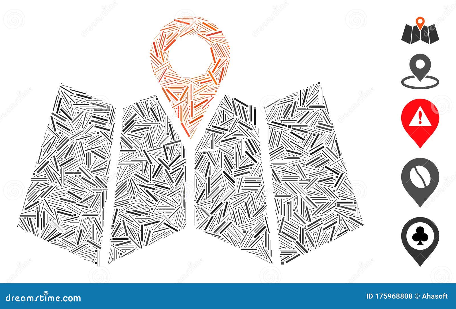 Hatch Collage Map Marker Icon Stock Illustration - Illustration of ...