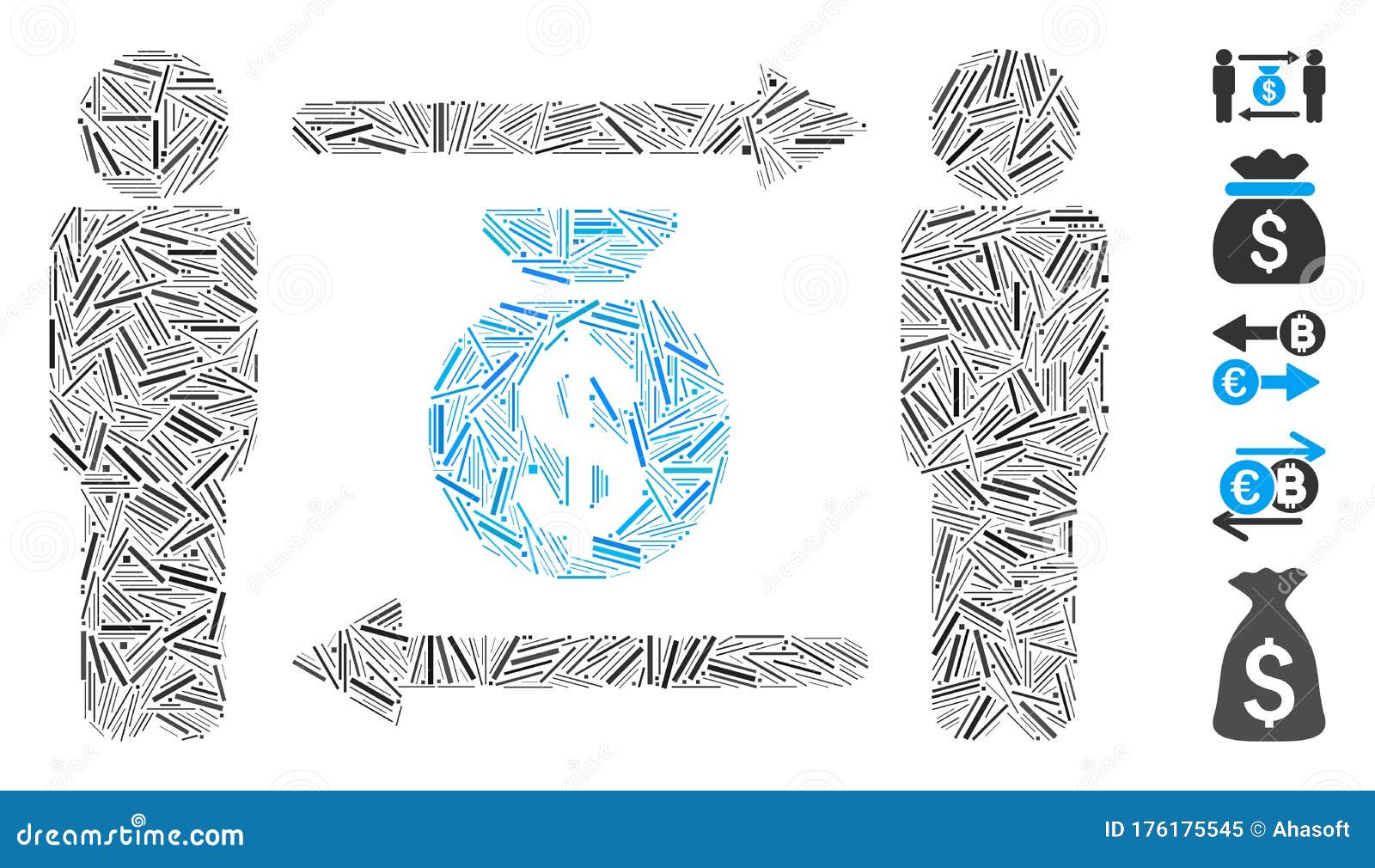 Hatch Collage Persons Exchange Money Bag Icon Stock Illustration ...