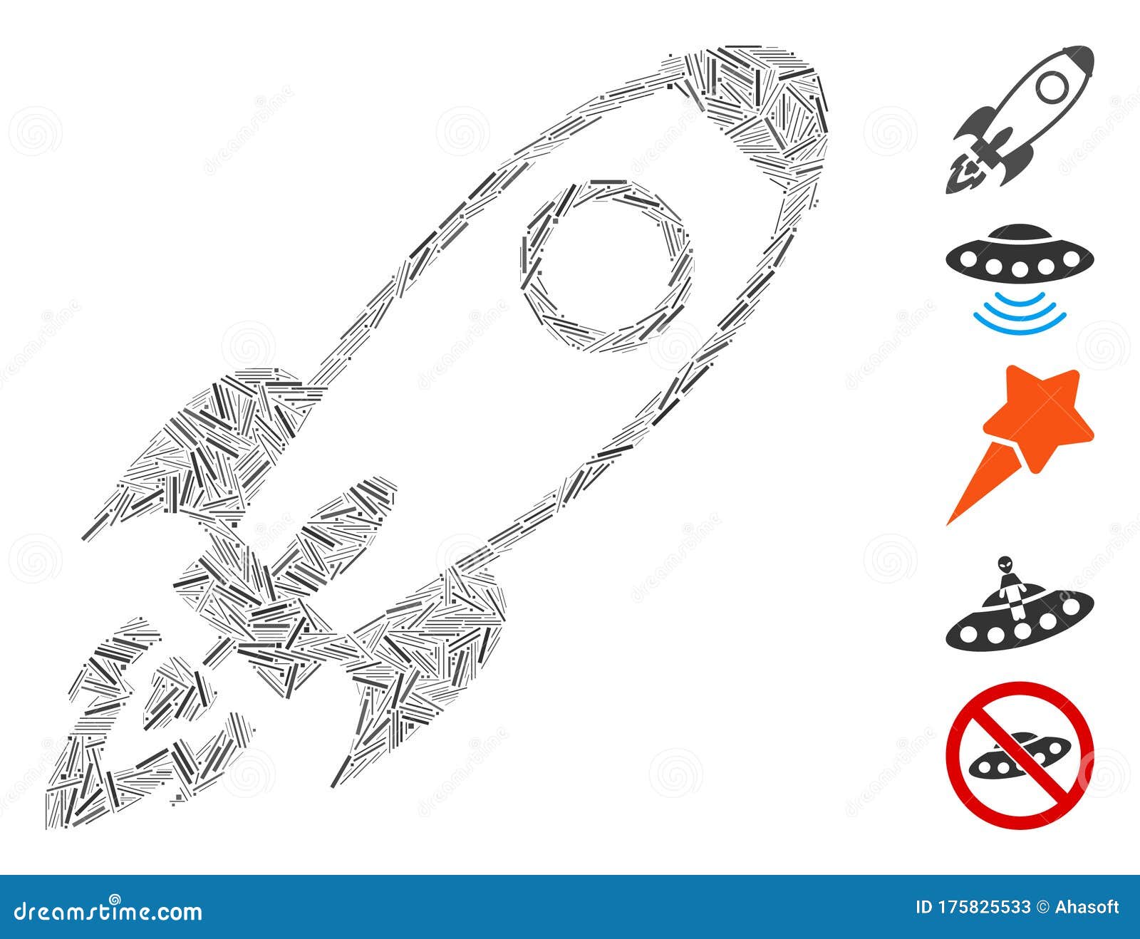 Hatch Collage Space Rocket Icon Stock Illustration - Illustration of ...