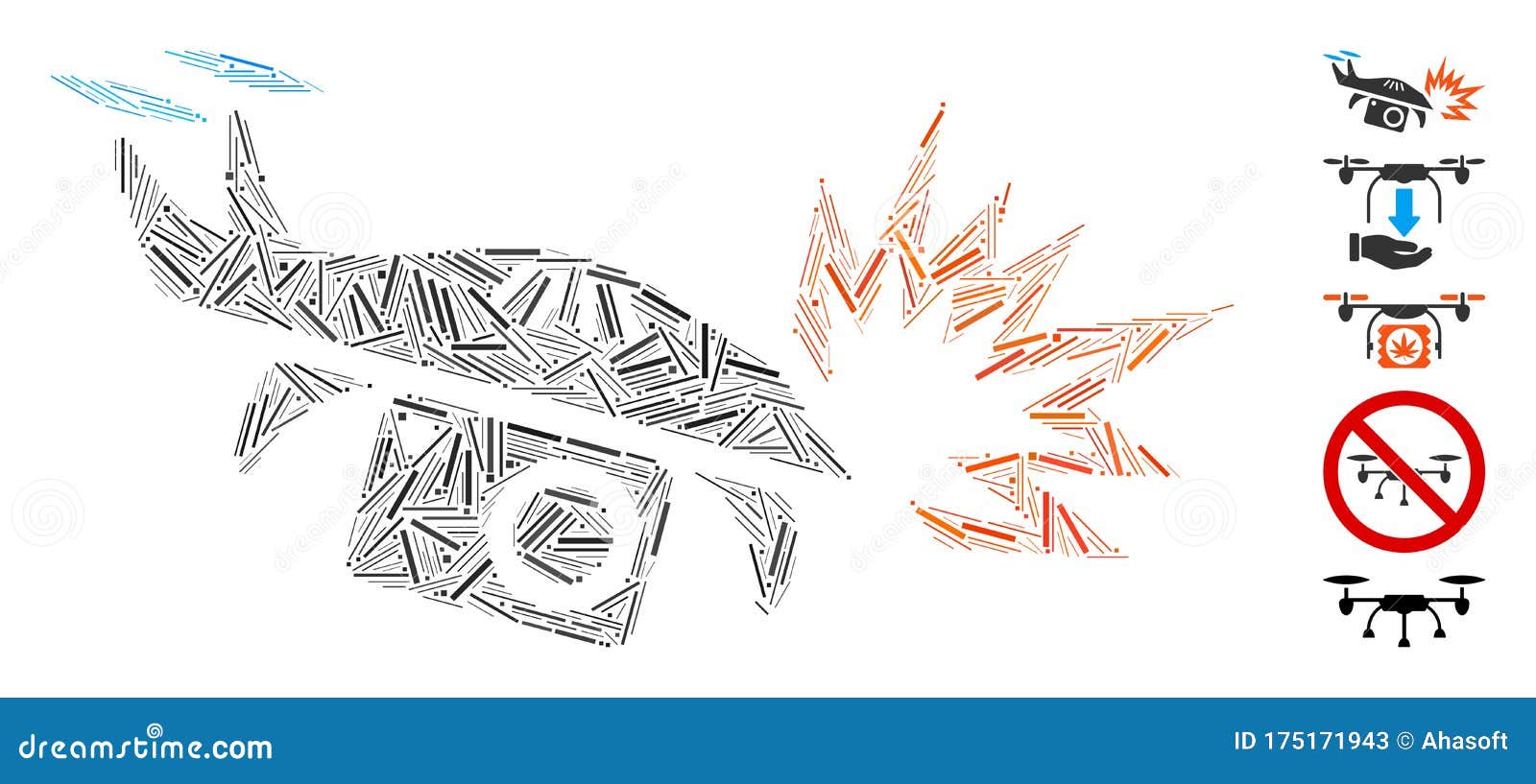 Hatch Collage Spy Drone Explosion Stock Illustration - Illustration of ...