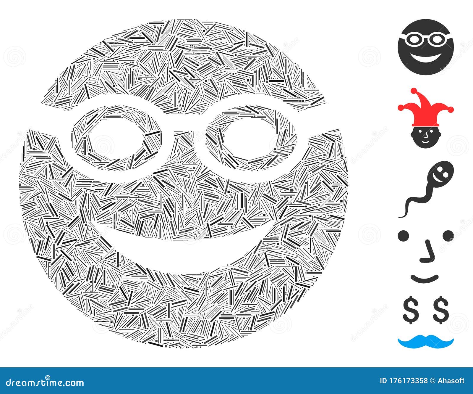 Hatch Collage Swimmer Smiley Icon Stock Illustration - Illustration of ...