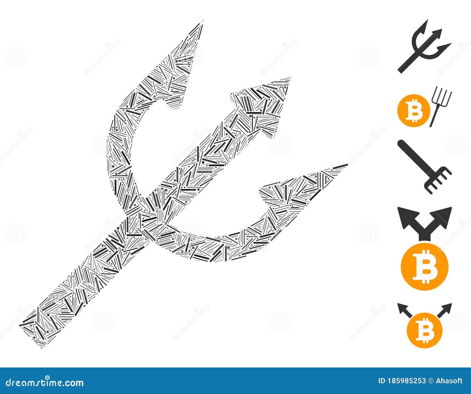 Trident Fork Collage Of Triangles Vector Illustration | CartoonDealer ...