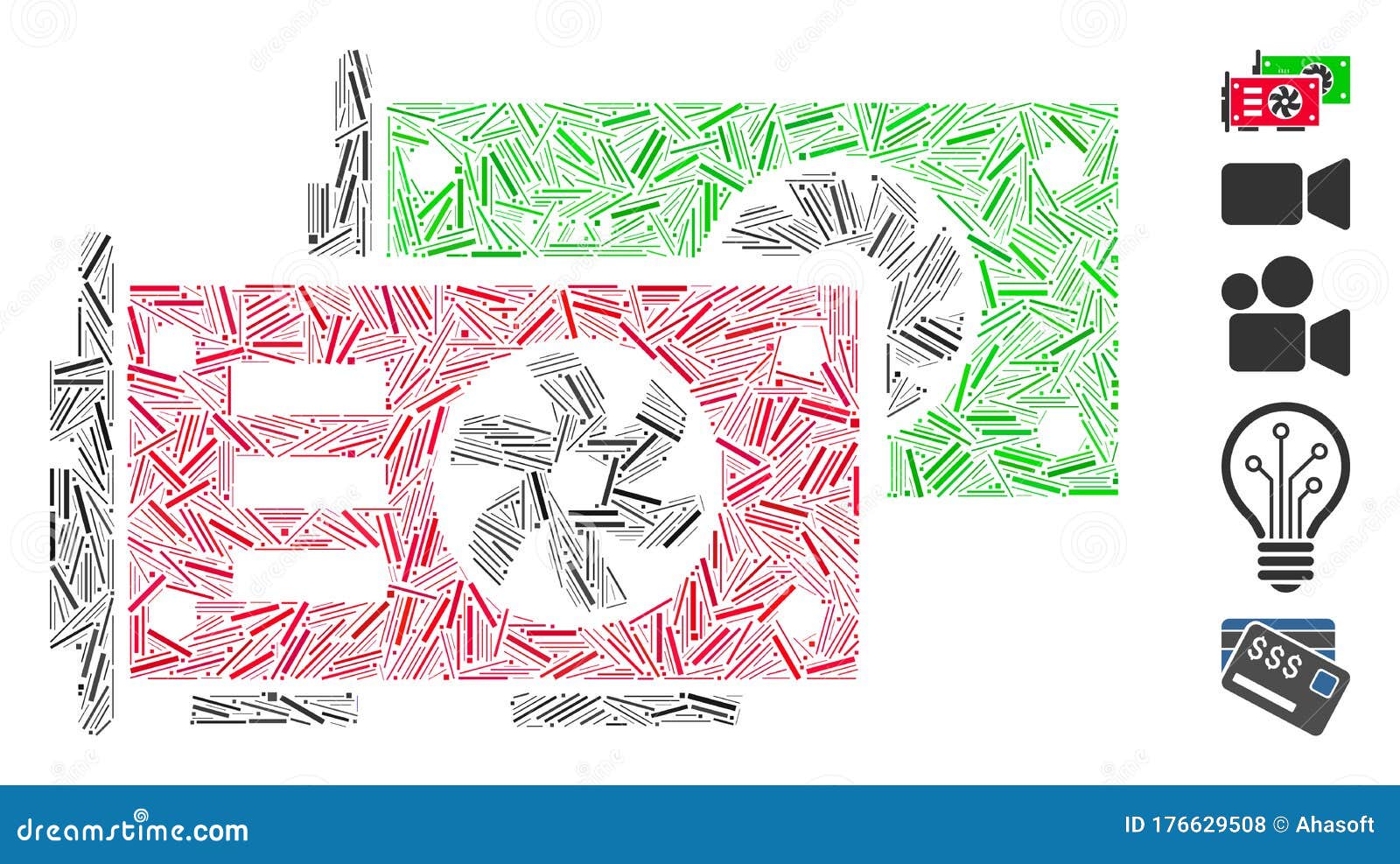 Hatch Collage Video Graphics GPU Cards Icon Stock Illustration ...