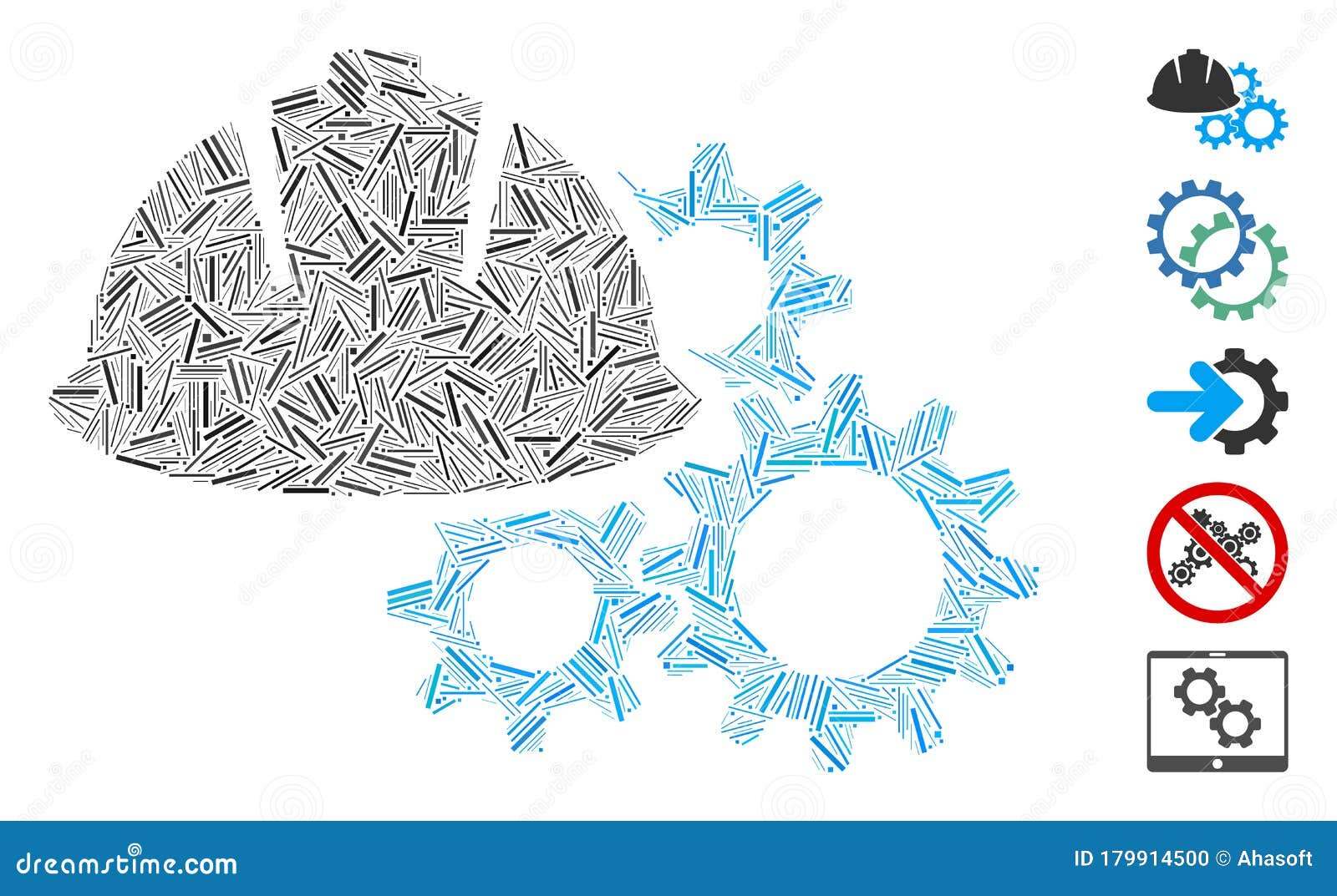 Hatch Engineering Helmet and Gears Icon Vector Collage Stock ...