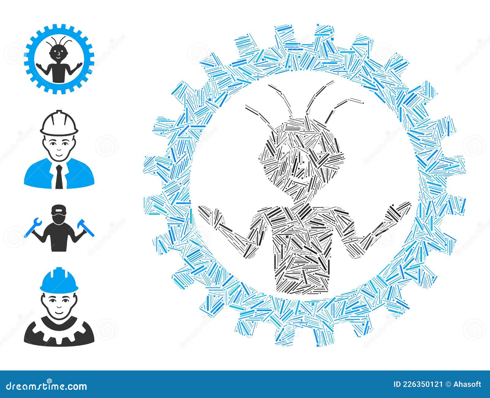 Hatch Mad Engineer Icon Vector Collage Stock Vector - Illustration of ...