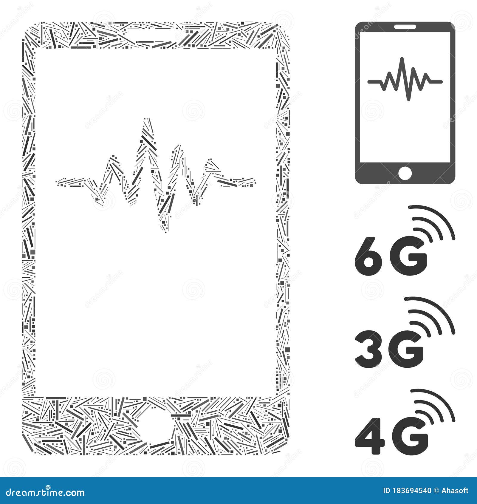 Hatch Mobile Signal Graph Icon Vector Collage Stock Illustration ...
