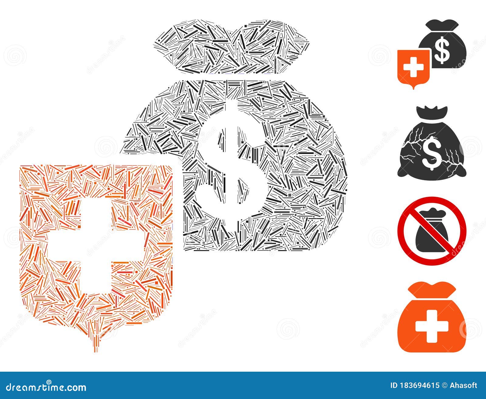 Hatch Money Bag Shield Icon Vector Collage Stock Illustration ...