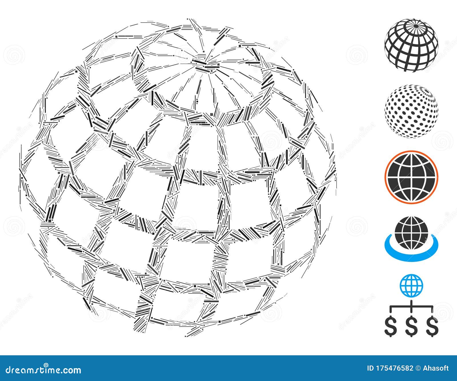Hatch Mosaic Abstract Sphere Grid Stock Illustration - Illustration of ...