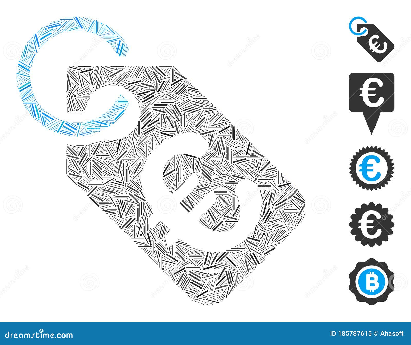 Hatch Mosaic Euro Tag Icon stock illustration. Illustration of money ...