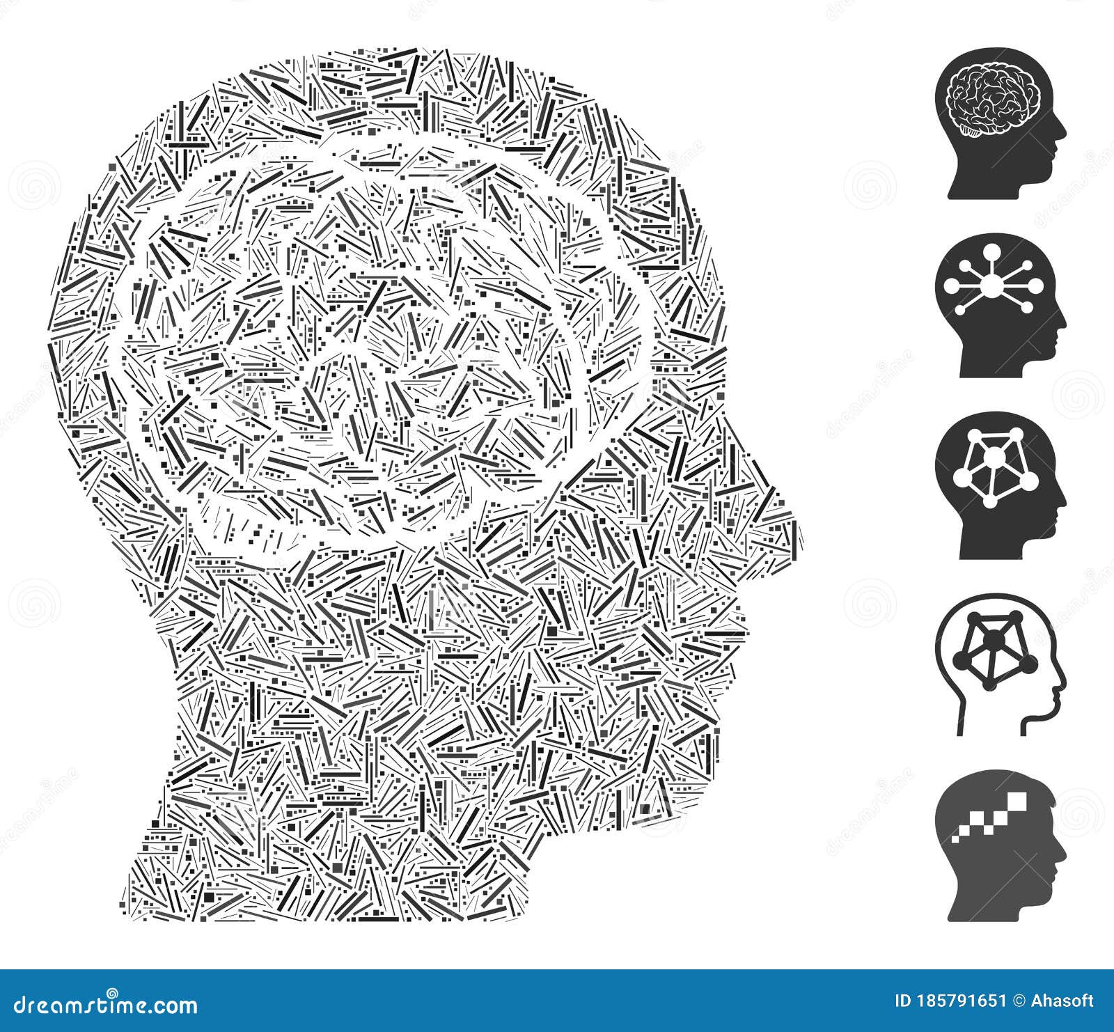 Hatch Mosaic Head Brain Icon Stock Illustration - Illustration of ...