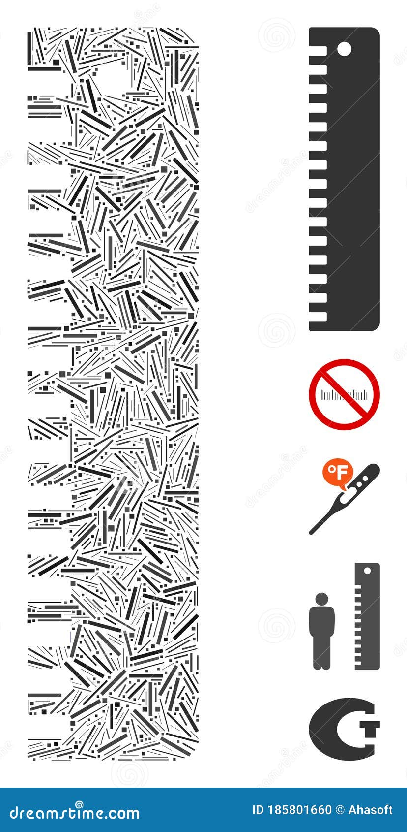 Hatch Mosaic Ruler Icon stock illustration. Illustration of collage ...