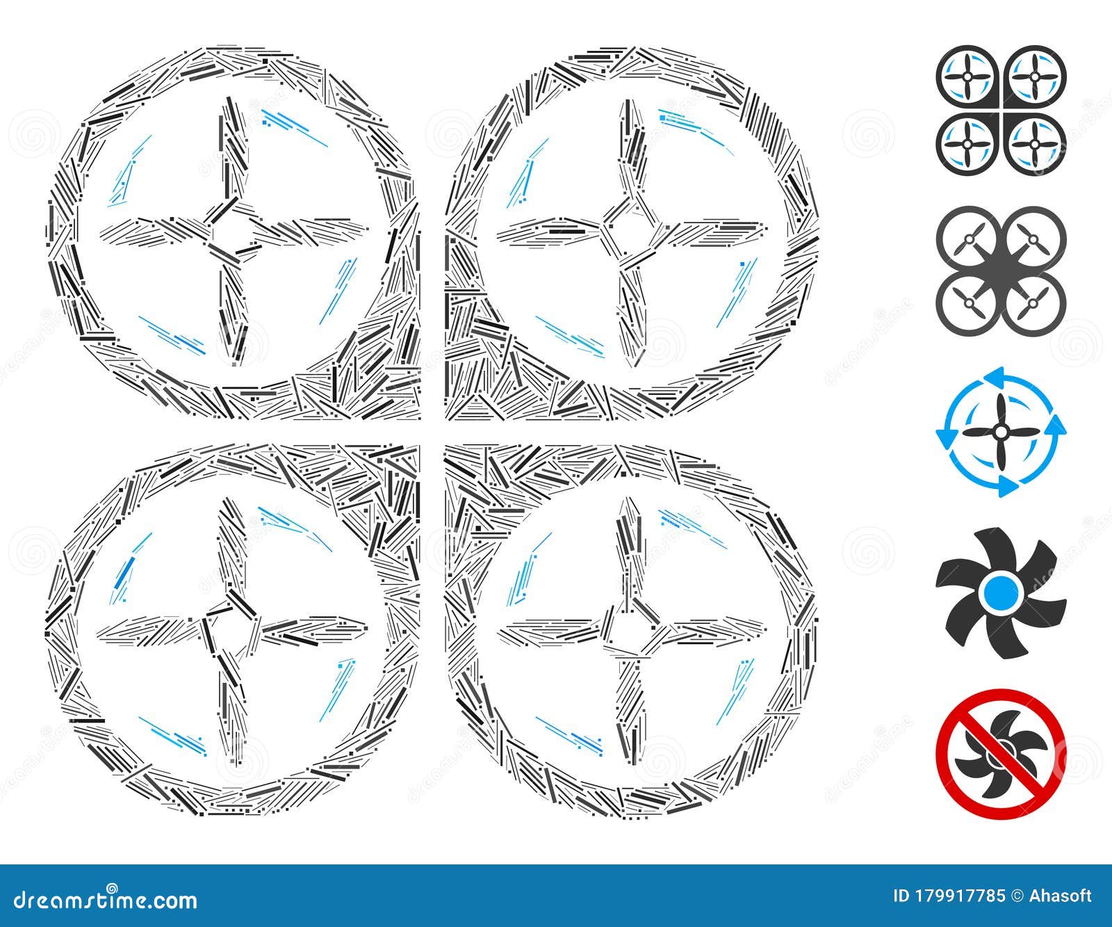 Quadrotor Screws Rotation Vector Mesh 2D Model And Triangle Mosaic Icon ...