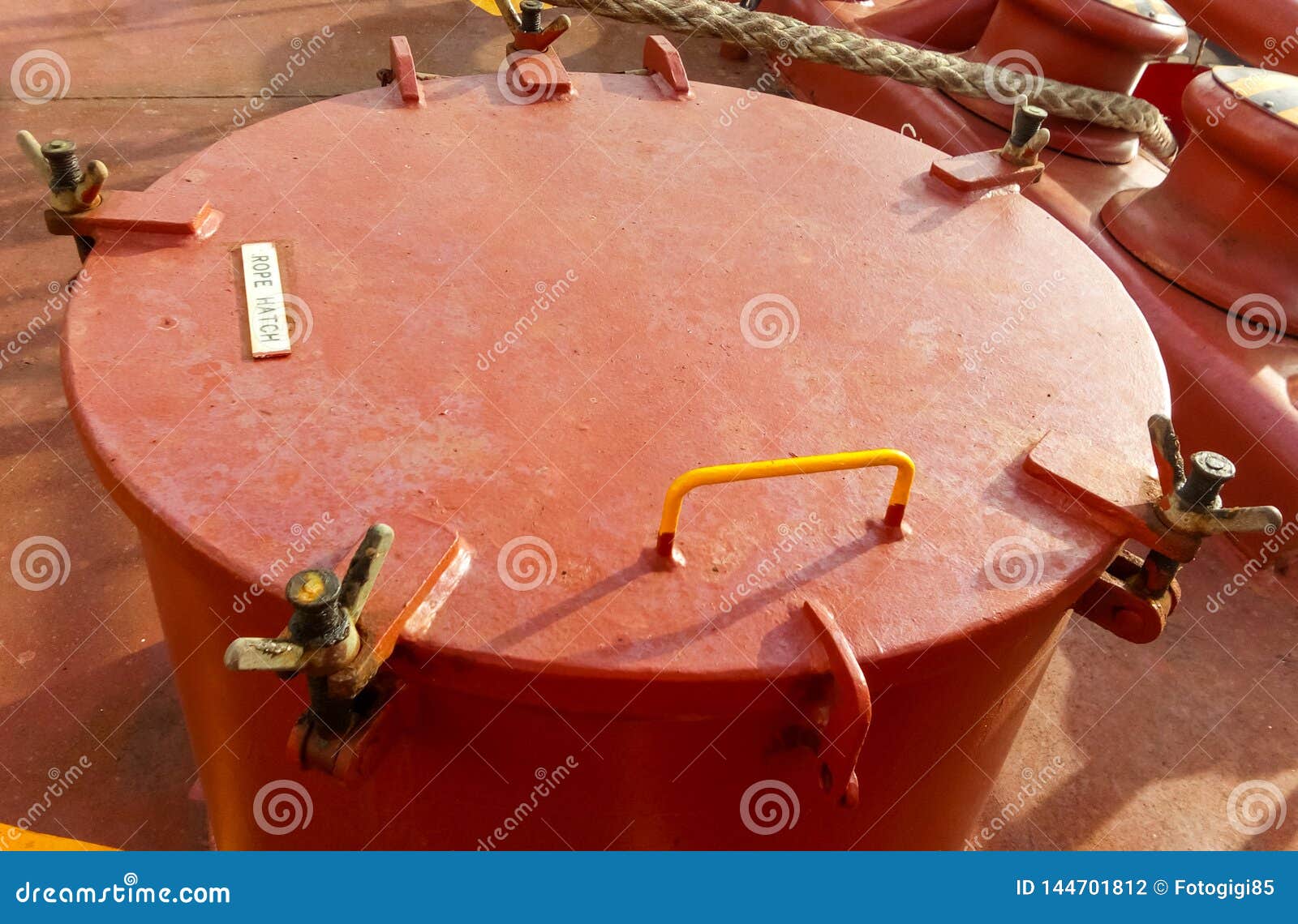 The Hatch in the Ventilation on the Deck of the Ship. Locks on the ...