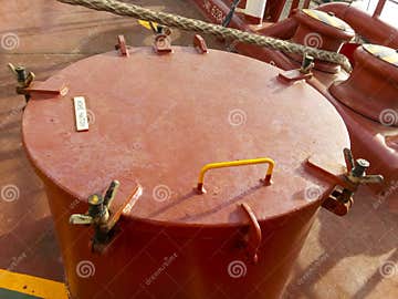 The Hatch in the Ventilation on the Deck of the Ship. Locks on the ...