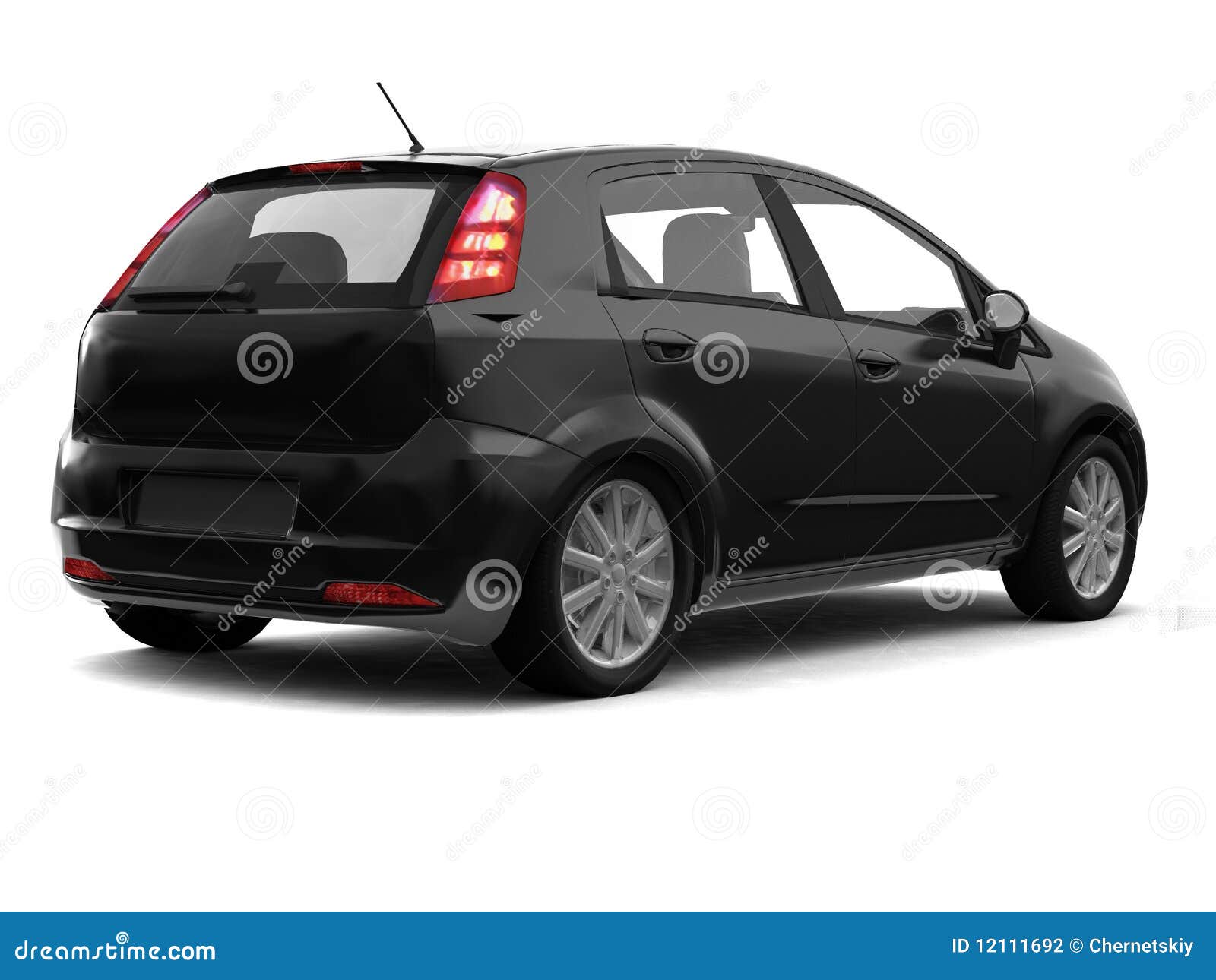 Hatchback Black Car Back View Stock Illustration - Illustration of ...