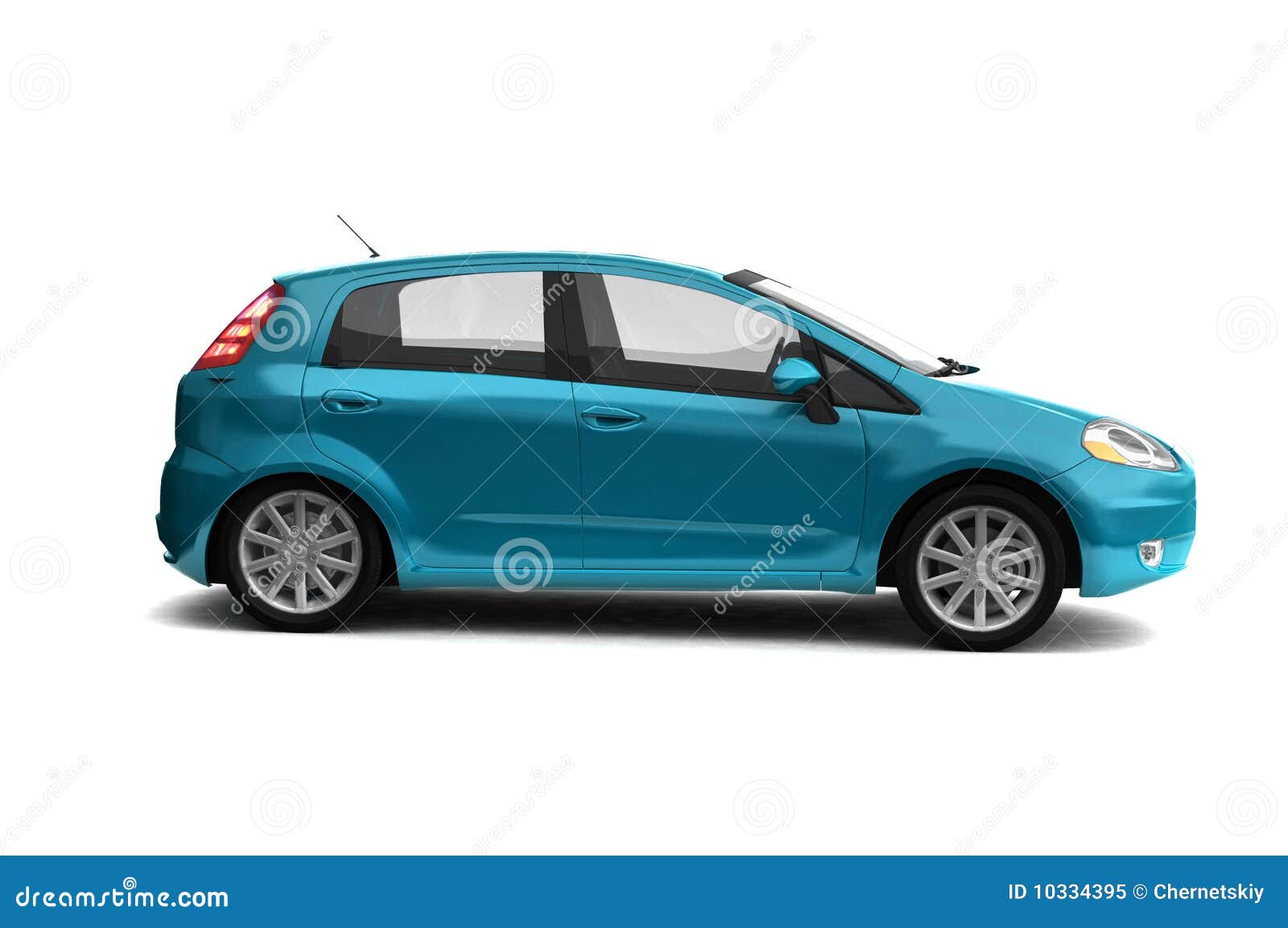 Hatchback Blue Car Side View Stock Illustration - Illustration of ...