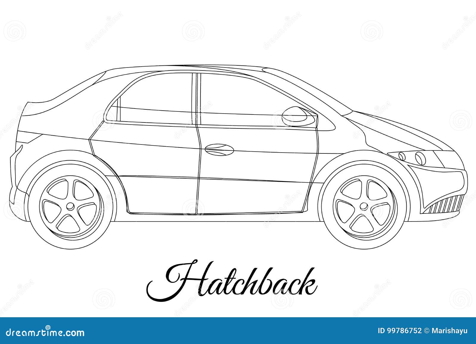 Hatchback Car Body Type Outline Stock Vector - Illustration of coloring ...