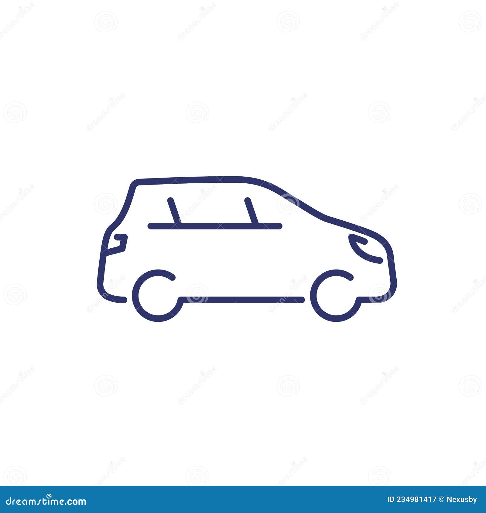 Hatchback Car Line Icon on White, Vector Stock Vector - Illustration of ...