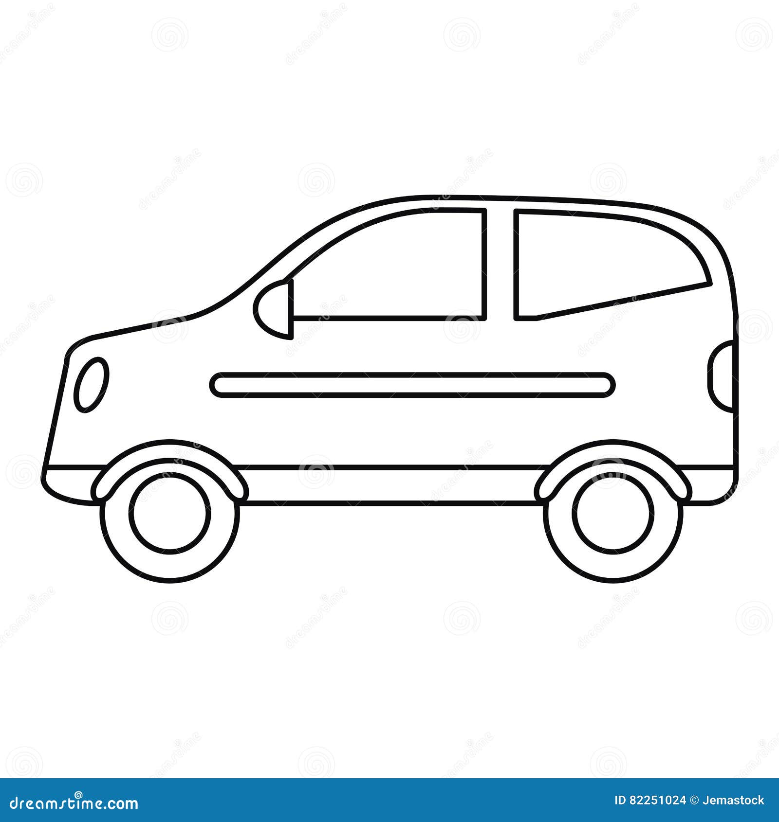 Hatchback Car Vehicle Side View Outline Stock Vector - Illustration of ...