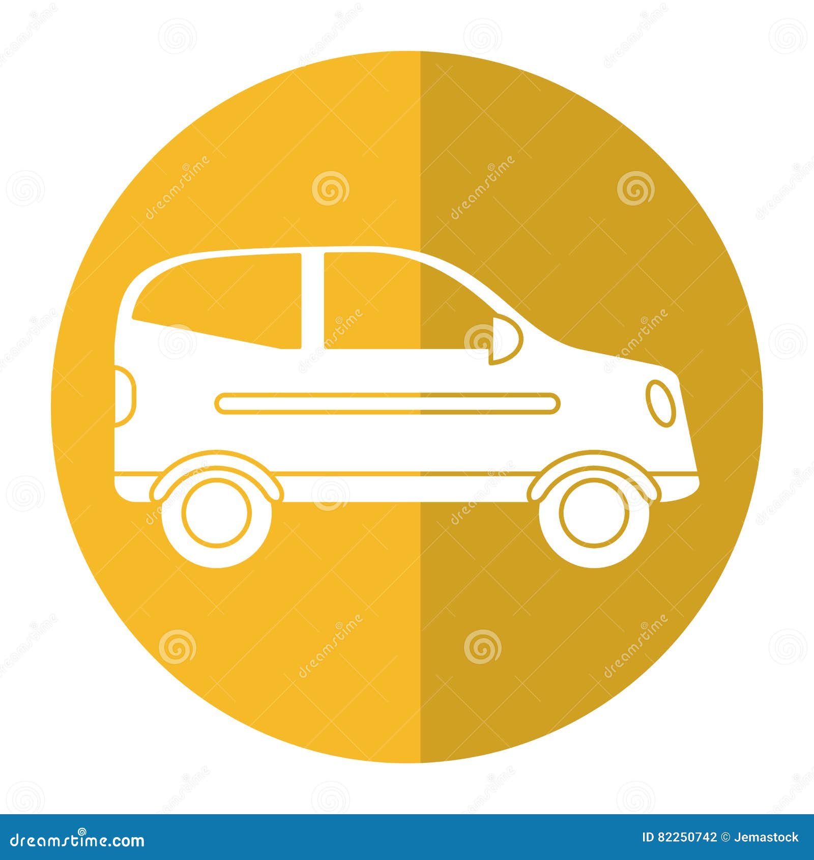 Hatchback Car Vehicle Side View Yellow Circle Stock Vector ...