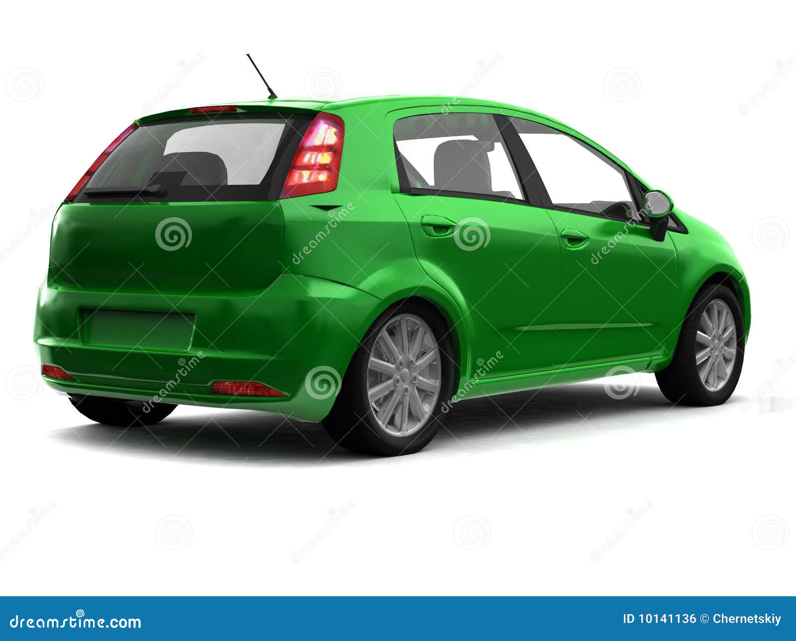 Hatchback Green Car Back View Stock Illustration - Illustration of ...