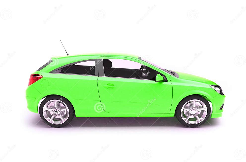 Hatchback Green Car Side View Stock Illustration - Illustration of ...