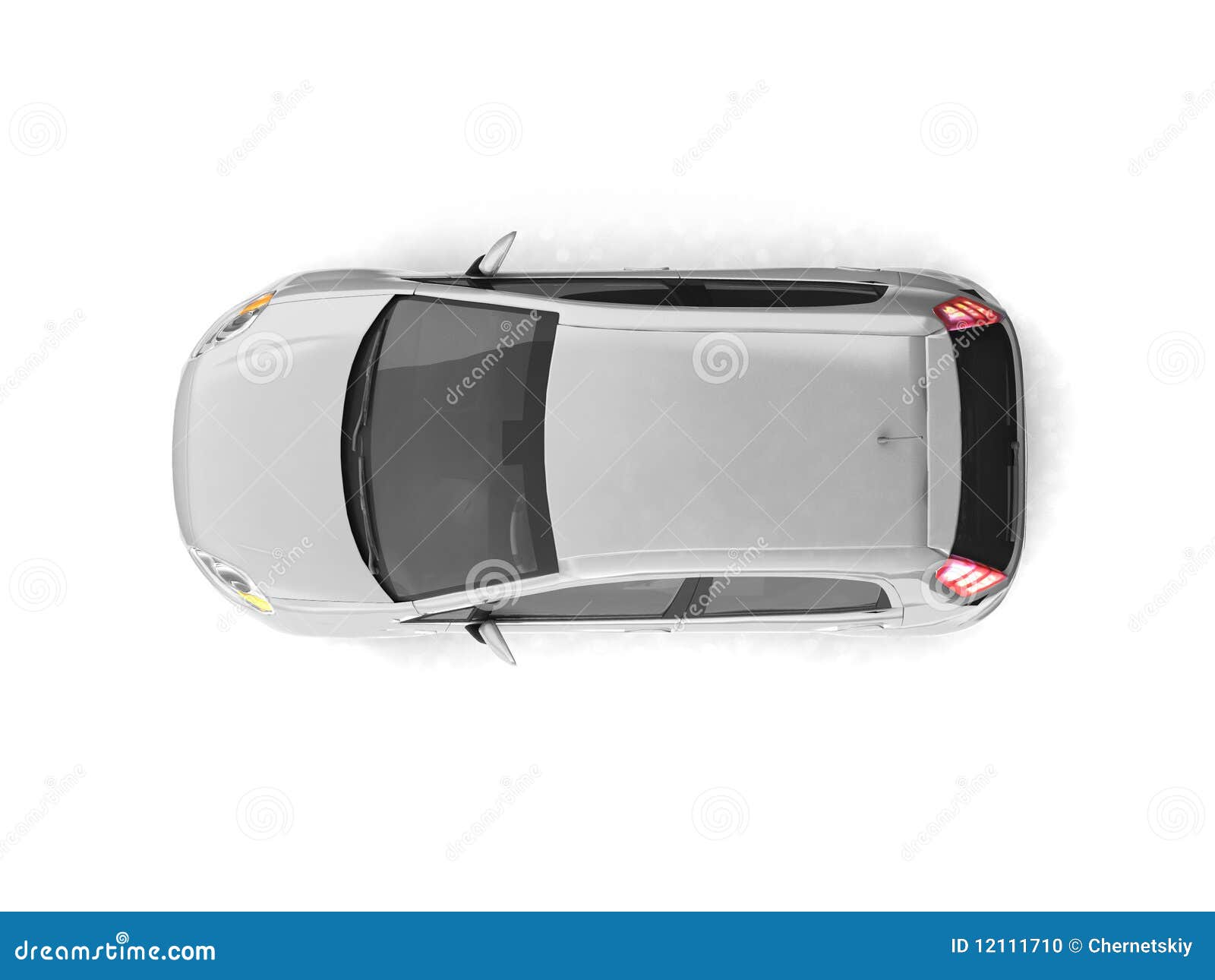 Hatchback Silver Car Top View Stock Illustration - Illustration of ...