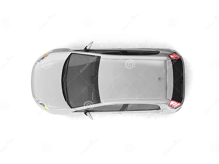 Hatchback Silver Car Top View Stock Illustration - Illustration of ...