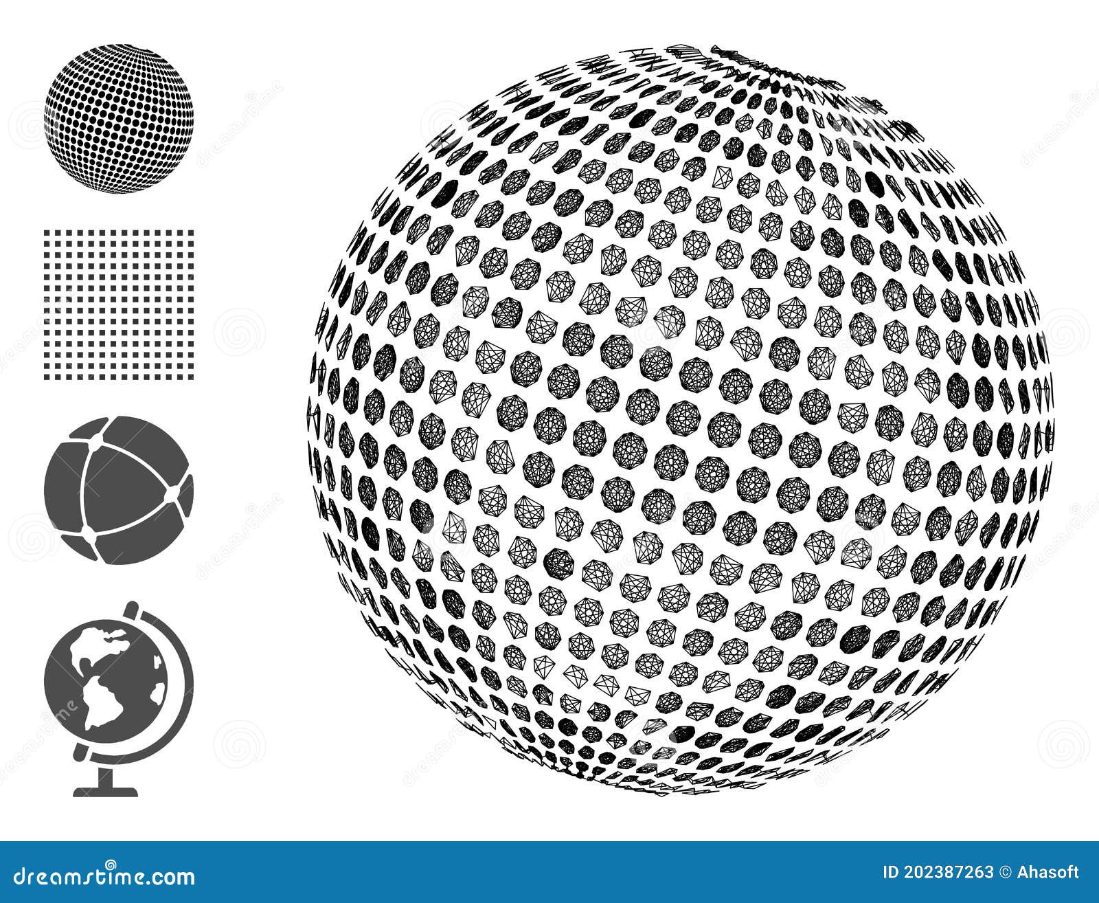 Hatched Abstract Dotted Sphere Vector Mesh Stock Vector - Illustration ...