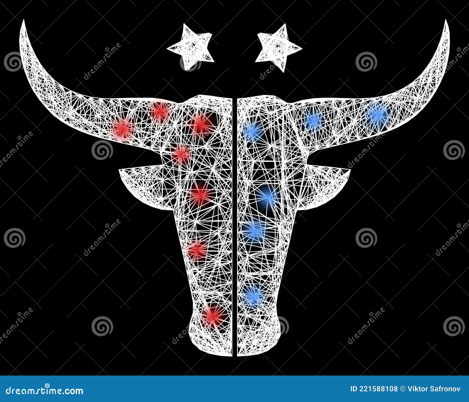 Hatched American Beef Logo Mesh with Bright Glare Spots Stock Vector ...