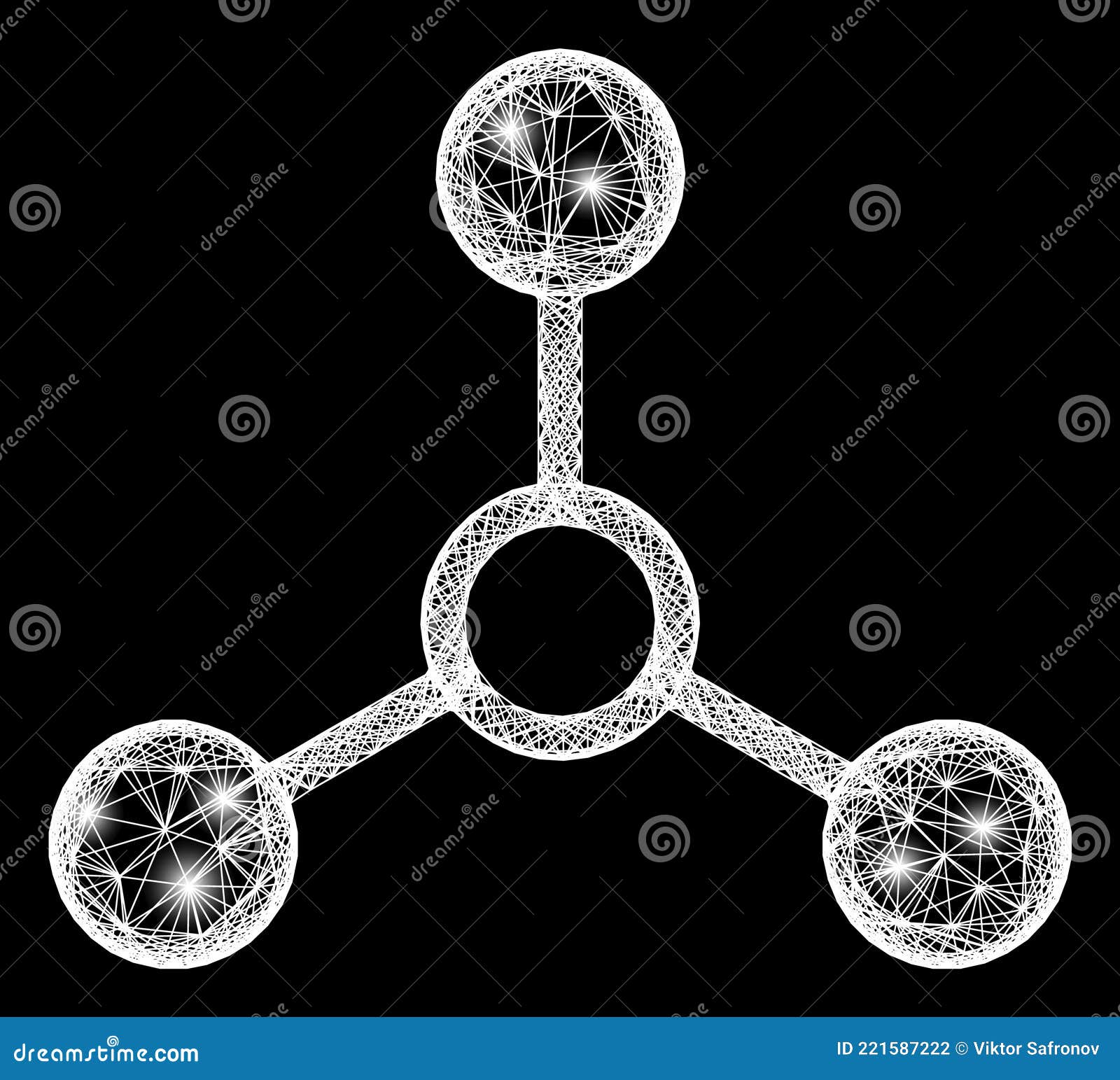 Hatched Atom Links Web Mesh with Bright Glitter Dots Stock Vector ...
